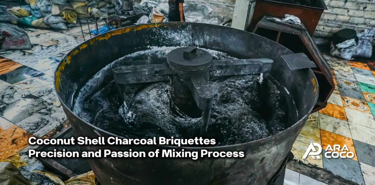 Coconut Shell Charcoal Briquettes of Mixing Process